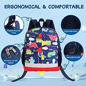 HWJIANFENG Kid Backpack Dinosaur Backpack Toddler Boy School Bag with Safety Rope Kindergarten Daycare Book Bag