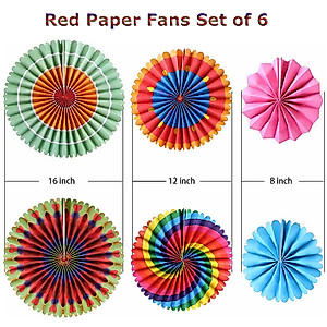 LayYun Party Hanging Paper Fans Set of 6, Round Pattern Paper Garlands Decoration for Birthday Bridal Wedding Baby Shower Graduation Events Accessories, Phoenix Tail