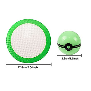 Joliand 6ml Pokeball Container, Silicone Wax Container Glows in The Dark, Food-Grade Silicone Container, Non-Stick Wax Oil Multi-Purpose Wax Storage Container (Green)