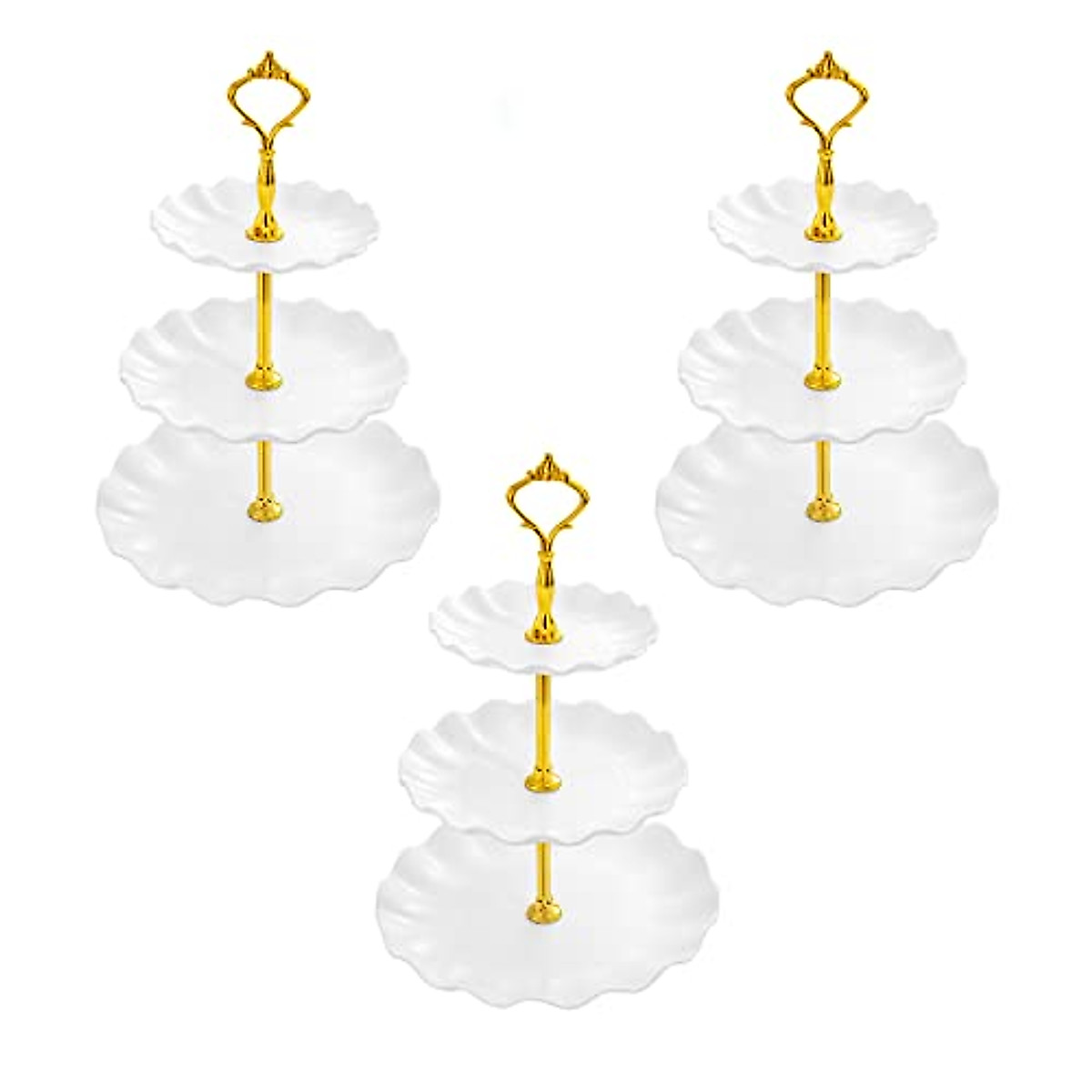 Supernal 3 Tier Plastic Cupcake Stand, 3 Pack White Cupcake Holder, Plastic Cake Stands,Cupcake Tower Display, Dessert Cupcake Pastry Candy Display for Wedding, Event, Baby Shower, Birthday Party