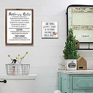 Wartter 6 Inch Decorative Wooden Box Sign - One Small Positive Thought In The Morning Can Change Your Whole Day