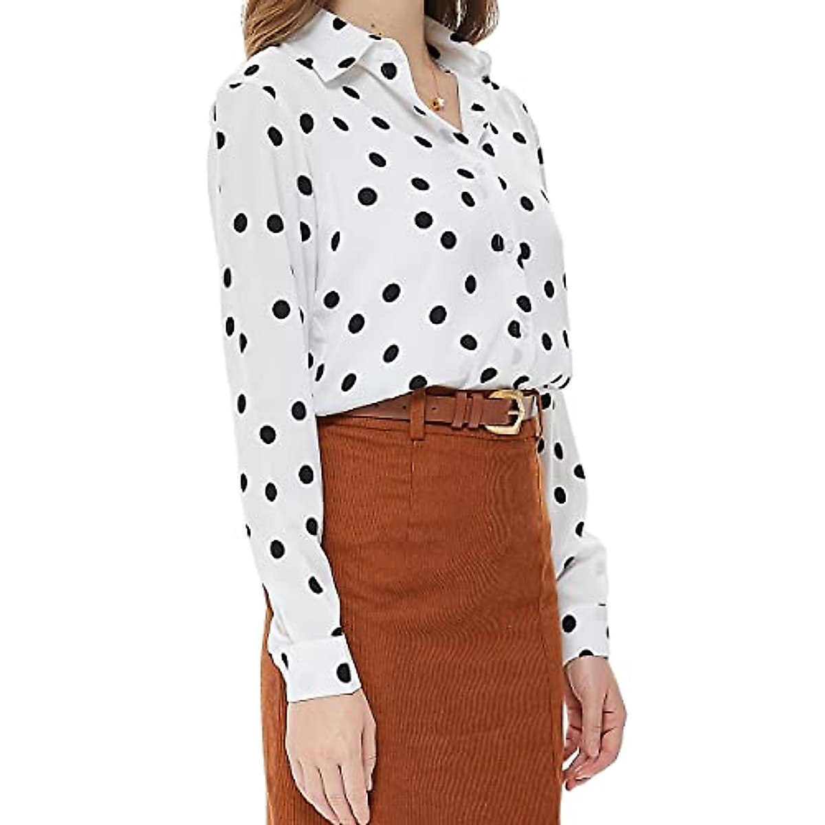 Beninos Women's Casual Blouses Long Sleeve Button Down Shirt (206388, M)