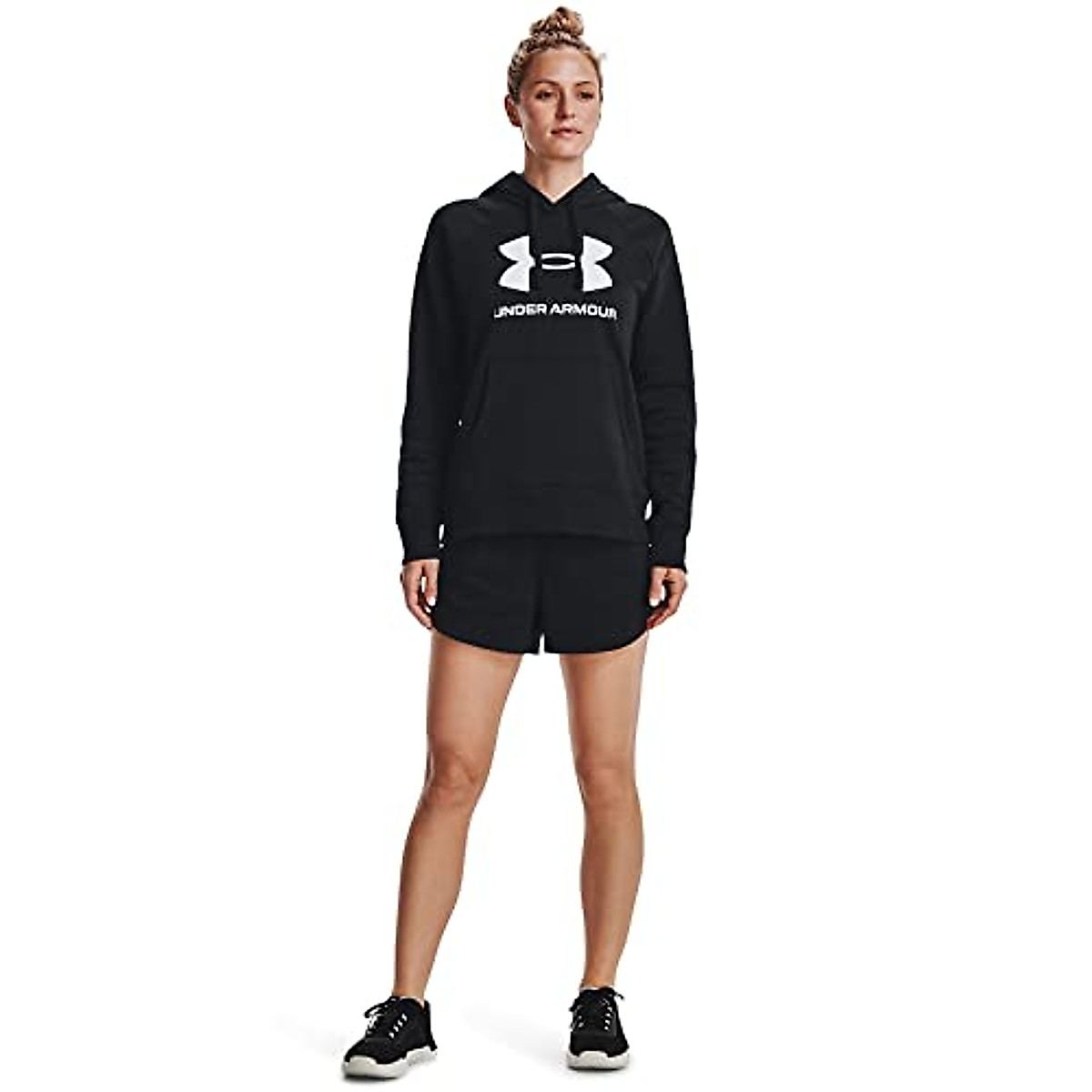 Under Armour Womens Rival Fleece Short , (001) Black / / White , Medium
