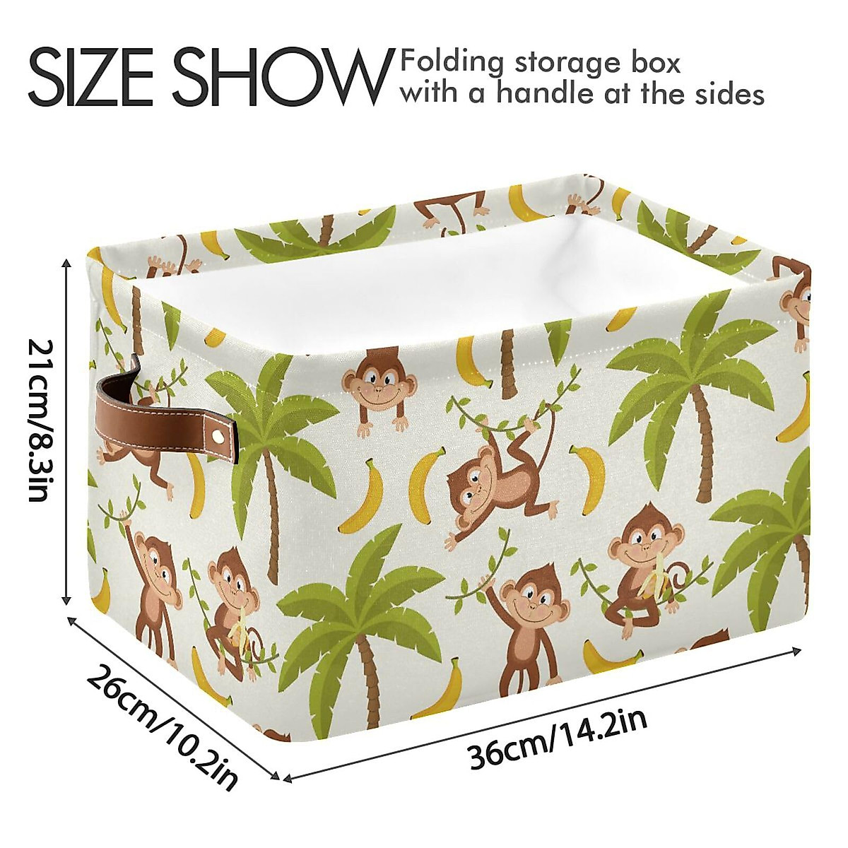 Monkey Palm Tree Storage Basket Bins Foldable Decorative Storage Box Laundry Hamper Baskte Storage for Bedroom Office Clothes Pet Nursery Living Room,2 pcs