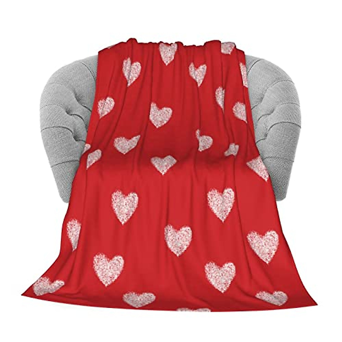 FeHuew Happy Valentine's Day Heart Red Soft Throw Blanket 40x50 inch Lightweight Warm Flannel Fleece Blanket for Couch Bed Sofa Travel Camping for Kids Adults