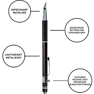 Excel Blades K47 Hobby Knife with Pocket Clip, Executive Retractable Craft Knife