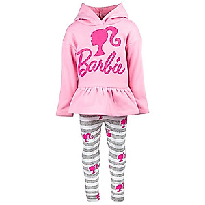Barbie Little Girls Peplum Fleece Hoodie & Peplum Leggings Pink 7-8