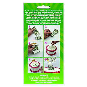 BEST PARTY EVER! Cash Stash Cake Surprise, Pull Out Money Box for Birthday Cake, Holds 40+ Bills, Happy Birthday Cake Topper, Includes Cake Cutter for Easy Use, 1 Count