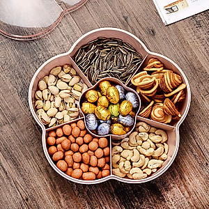 AYily Snack Storage Box, Flower Shape Snack Serving Tray, Snacks Storage Box With Lid, Food Fruit Storage Box, Nut Candy Dried Fruit Container