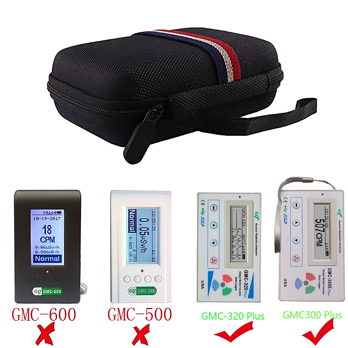 WERJIA Hard Carrying Case for GQ GMC300 Plus/GMC-320 Plus Radiation Detector