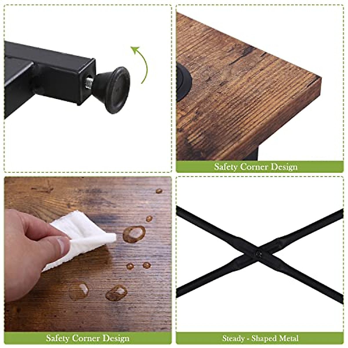 Lucky Shop L-Shaped Desk 47" Corner Computer Desk, Gaming Table with Sturdy X Leg, Adjustable Wood PC Desk, Modern Ergonomic Racing Style Study Desk Workstation, Space-Saving for Home Office, Brown