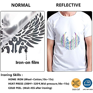 HTVVETUR Reflective Rainbow Heat Transfer HTV Vinyl Roll 12'' x 8' Rolls for DIY T-Shirts Iron On PU Stretch Vinyl for Silhouette Easy to Cut & Weed (Reflective Rainbow)