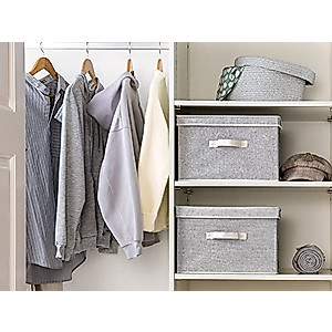 StorageWorks Decorative Storage Boxes, Storage Basket With Lid And Handles, Gray, Large, 2-Pack, 15 ¾" L x 10 ¼" W x 9 ¾" H