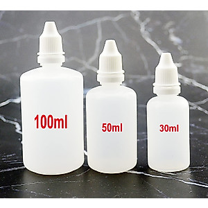 CCHW 100ml 50ml Plastic Squeezable Dropper Bottles, 5pcs (3x50ml+2x100ml) Empty Refillable Plastic Dropper Bottle Dropping Bottles (Drops of Plug can Removable) Bottle Eye Liquid Dropper, white
