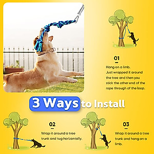 Petbobi Bungee Dog Toy, Tether Tug Outdoor Dog Toy for Pitbull Interactive & Exercise, Spring Pole Tether Tug of War Toy with Durable Rope, Outdoor Hanging Toys for Large Dogs Reduce Boredom, Blue