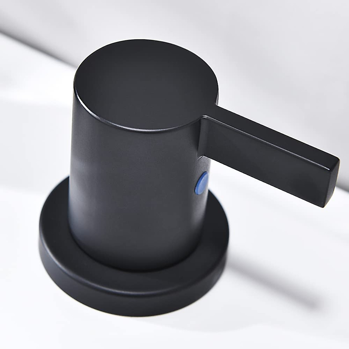 Phiestina 8 Inch 3-Hole Low-Arch 2-Handle Widespread Bathroom Faucet with Valve and Metal Pop-Up Drain Assembly,Matte Black, WF15-1-MB