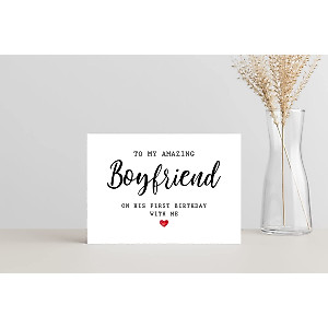 Emily gift Birthday Card For Boyfriend - First Birthday Together - Happy Birthday Card For Boyfriend - To My Amazing Boyfriend On His Birthday Card