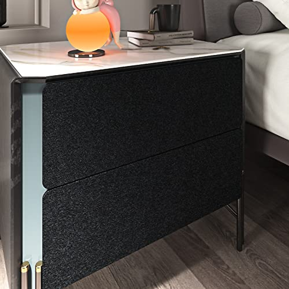 FunStick Self Adhesive Felt Fabric for Crafts 15.8"x78.8" Black Velvet Fabric Roll Soft Velvet Drawer Liners for Dresser Jewelry Box Black Felt Sheets Black Peel and Stick Wallpaper for Cabinets Shelf