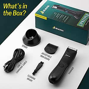 Asani Upkeeper Men's Body Hair Trimmer - Rechargeable Grooming Tool with Ceramic Blade, LED Light, Waterproof Design, Electric Shaver for Wet/Dry Use, Ideal for Chest, Back, Groin Hair Care