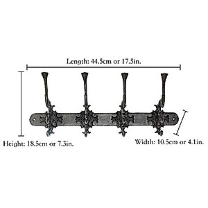 Sungmor Cast Iron Large Wall Hooks - Rustic Decorative Wall Mounted Hanging Hooks for Tools, Planters,Coats,Hats,Keys - Farmhouse Metal Coat Hanger Rack