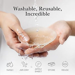 Nippies Nipple Cover - Sticky Adhesive Silicone Nipple Pasties - Reusable Pasty Nipple Covers for Women with Travel Box (Small (Fits A-C Cups), Original, Crème)