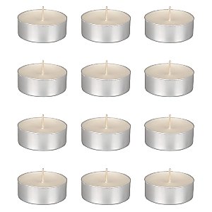 Mega Candles 12 pcs Unscented White Oversize Tea Lights Candle, Pressed Wax Candles 12 Hour Burn Time, Home Décor, Wedding Receptions, Baby Showers, Birthdays, Celebrations, Party Favors & More