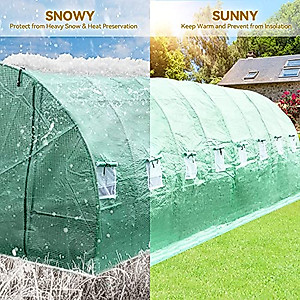 YITAHOME 26x10x7ft Greenhouse Large Heavy DutyOutdoor Greenhouses Walk in Tunnel Green House Portable Plant Gardening Upgraded Galvanized Steel Frame Ropes Zipper Doors 9 Crossbars Garden