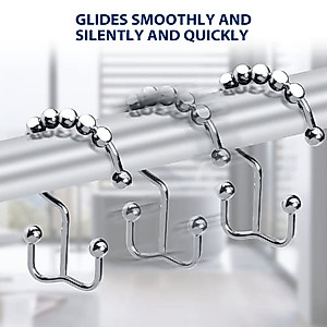Gidse Shower Curtain Hooks,Sturdy Stainless Steel Double Sided Shower Hooks Rings for Bathroom Shower Curtain Rods Curtains Set of 12 Hooks - Chrome