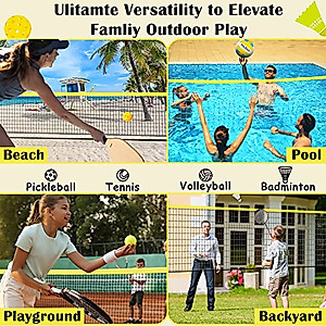 TOLEAD Badminton Pickleball Set with Net, 17ft x 3-5ft Height Adjustable Portable Kids' Volleyball Net for Backyard, Outdoor Sports Set All-in-One w/Volleyball Pickleball Paddles, Badminton Rackets