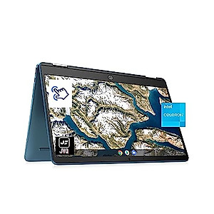 HP Newest X360 14 2-in-1 Chromebook 14" HD Touchscreen Laptop, Intel Celeron N4120 proscessor, 4GB DDR4 RAM, 128GB Space(64GB eMMC+64GB USB), WiFi, Webcam, USB Type-C, Chrome OS, Forest Teal JVQ MP