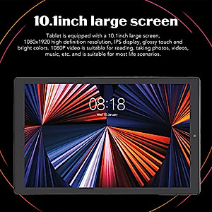 Luqeeg 10.1 Inch Tablet, 1080P Full HD Tablet, 1080x1920 IPS Touchscreen, 11, 4GB+64GB, 8MP+13MP, Type C, 8000mAh Fast Charging Battery
