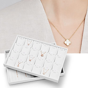 Oirlv Premium White Leather Stackable Jewelry Tray 18 Gird Necklace Bracelet Organizer Showcase Necklace Display Tray