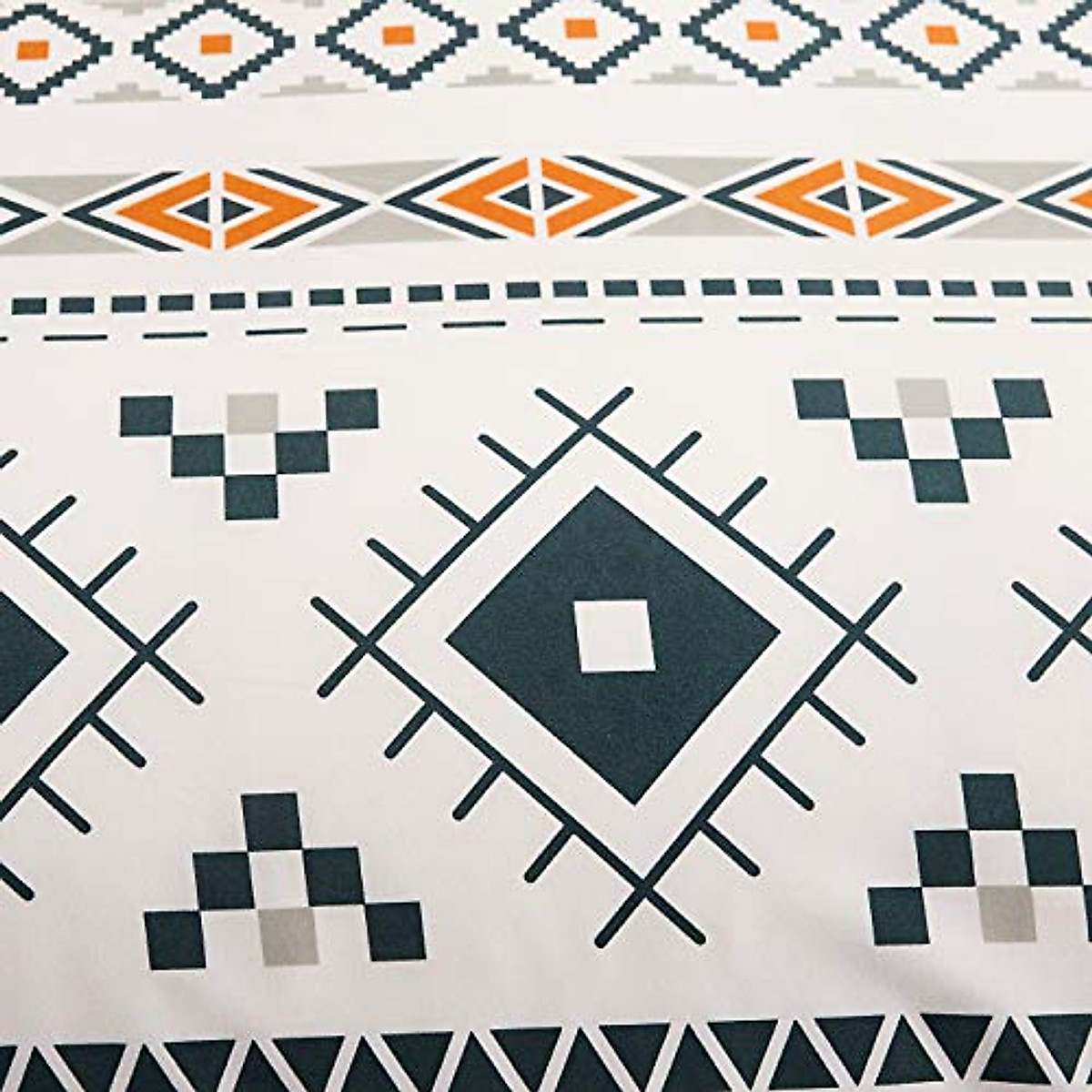 YFISAN Bohemian Duvet Cover Set Queen Size Orange Full Boho Comforter Cover Set Western 3 Pieces Geometric Lightweight Soft Breathable Farmhouse Bedding Duvet Cover Set White (Style 4, Queen，90"x90")