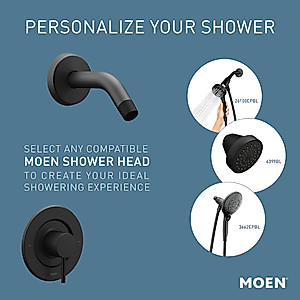 Moen Align Matte Black Posi-Temp Pressure Balancing Modern Shower Trim Kit without Showerhead, Valve Required, T2192NHBL
