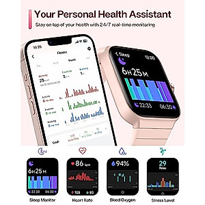 Smart Watches for Women Men(Bluetooth Answer/Make Call), Smart Watch Alexa Built-in, 1.8" Fitness Watch with Heart Rate/SpO2/Sleep Monitor/100 Sports/IP68 Waterproof, Activity Trackers for iOS Android