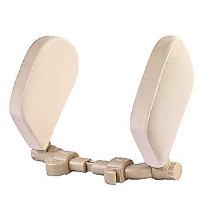 Leadsign Car Seat Headrest Pillow,Adjustable U Shaped Memory Foam Head Neck Support Cushion, Both Sides Travel Sleeping Pillow for Kids Adults (Beige)