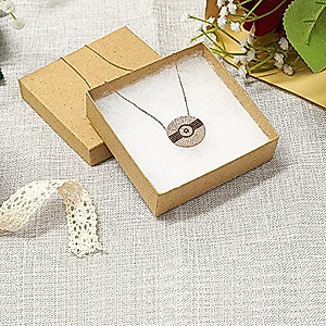 Cardboard Jewelry Boxes 10 Pack - 3.5"x3.5"x1" Bulk Cotton Filled Small Gift Boxes with Lids for Jewelry Packaging (Kraft)