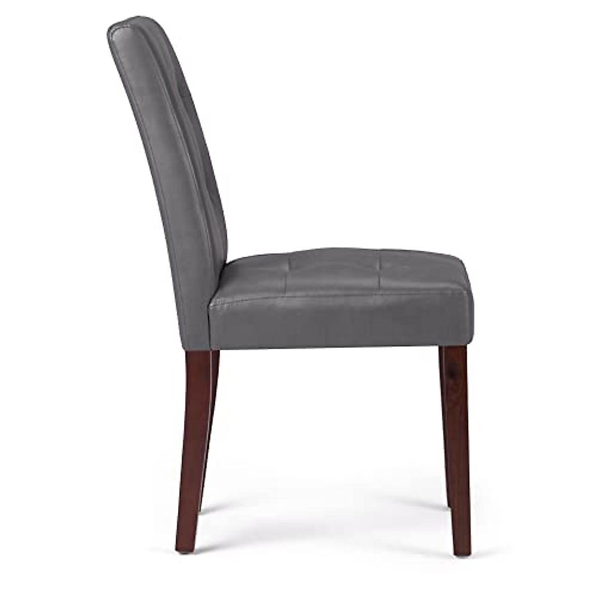 SIMPLIHOME Andover 19 Inch Contemporary Parson Dining Chair (Set of 2) in Stone Grey Vegan Faux Leather, For the Dining Room