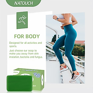 Natouch Antifungal Soap, Upgrade Natural Tea Tree Oil Body Soap Bar, Help Jock Itch, Ringworm, Athlete's Foot, Body Odor, Skin Irritations With Natural Tea Tree Oil, Eucalyptus Oil, and Lavender Oil
