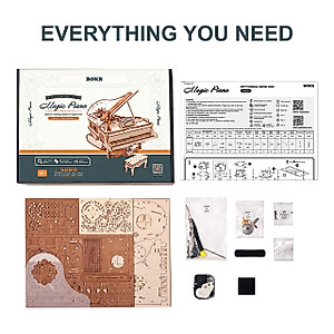 ROKR 3D Wooden Puzzles for Adults 223pcs Piano Model Kit 1:20 Scale Building Puzzles Wooden Music Box Unique Gift for Men Women Hobbies for Birthday Christmas