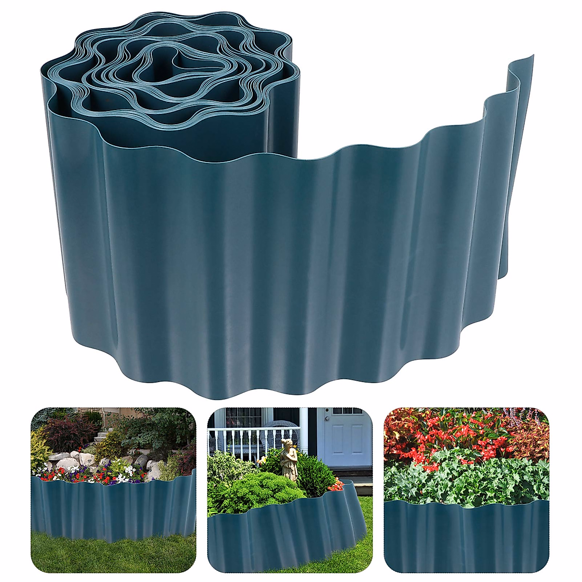 Yardwe 3rolls Panels Grass Fences Corrugated Decoration Ripple Borders Planting Plant Home Mxcm Tree Plastic for Flowerbeds Edging Stones Bed Edgings Flexible Stop Root Plants