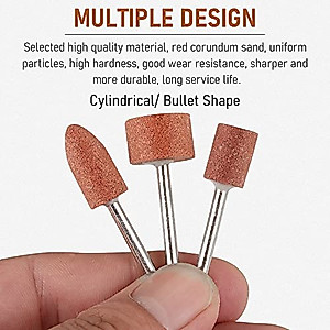 Sanding Bits for Dremel Rotary Tool, 42 Pcs Aluminium Oxide Stone Grinding Wheel Head Sanding Drill Bit with 1/8Inch Shank for Grinding Stone Jade Mold Metal