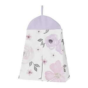 Sweet Jojo Designs Lavender Purple Boho Floral Girl Baby Crib Bedding Set Infant Nursery Room Quilt Fitted Sheets Skirt Pink Grey White Bohemian Shabby Chic Rose Watercolor Flower Farmhouse Polka Dot