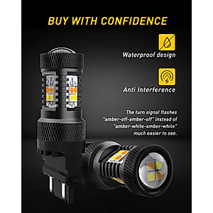 AUXITO White and Amber Dual Color Switchback 3157 3155 3457 4157 LED Bulbs with Projector 3030 Chipsets for Car Turn Signal Lights Parking Lights, (Pack of 2)