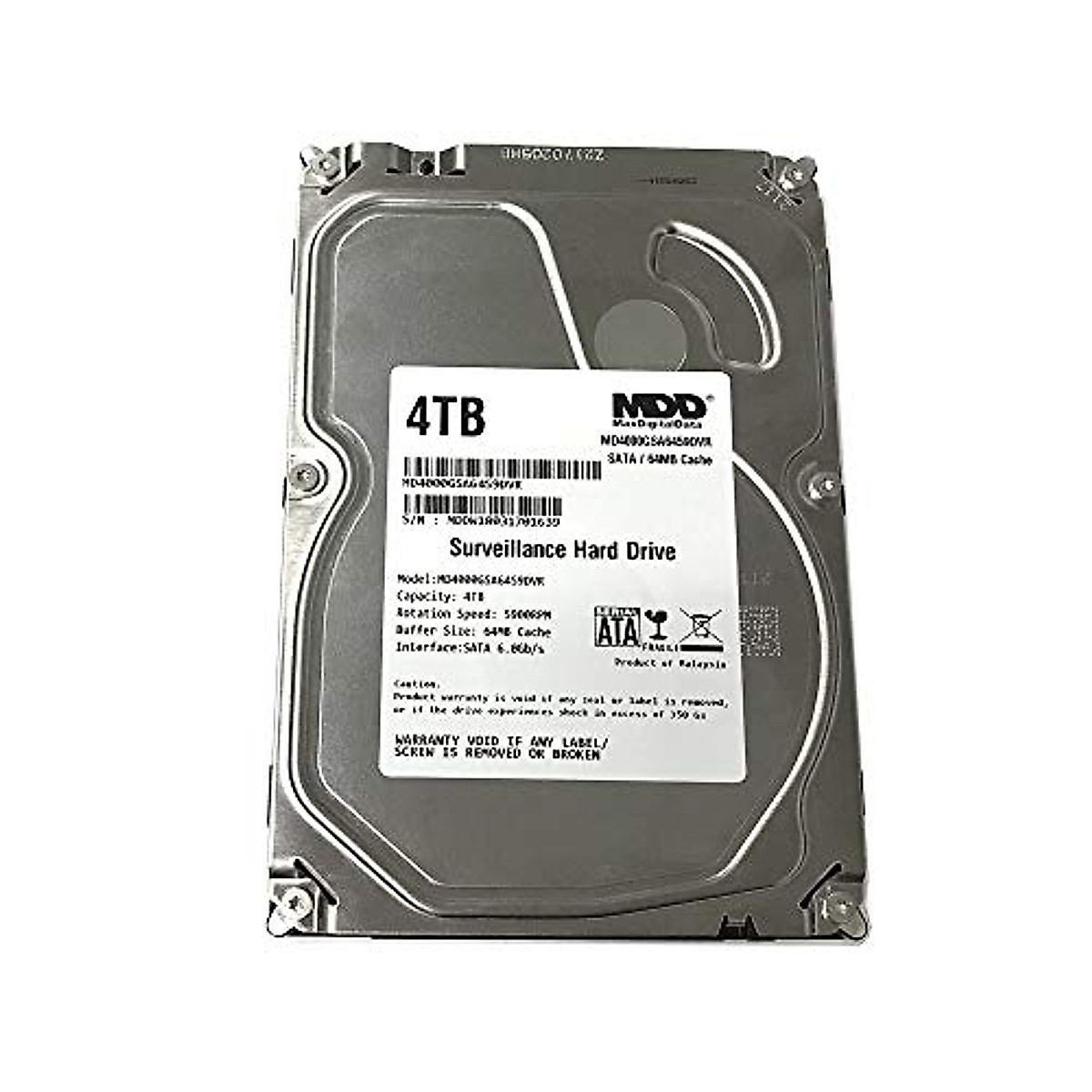 MaxDigitalData 4TB 64MB Cache 5900PM SATA 6Gbps 3.5inch Internal Surveillance Hard Drive (MD4000GSA6459DVR) (Renewed)