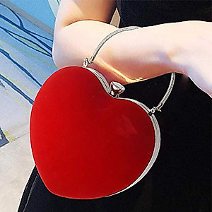 shyness Heart Diamonds Women Bags Chain Shoulder Purse Day Clutches Bags For Party Wedding(Red)
