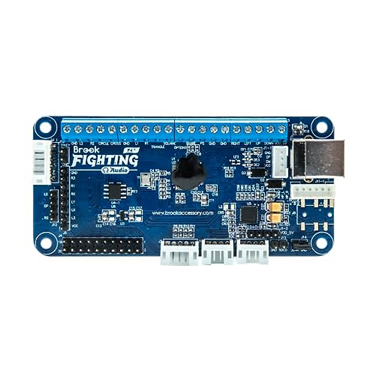 Brook PS4+ Audio Fighting Board - Pre-installed header version, Arcade Stick PCB for PS4, PS3, Switch Consoles and PC, Upgradable with UFB-UP5