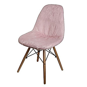 GIA Contemporary Armless Wood Legs and Removable Faux Fur Chair Cover, Champagne Pink