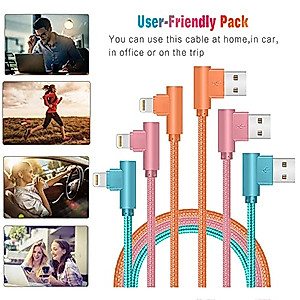 iPhone Charger, 3 Pack 10FT 90 Degree Charging Cable MFi Certified USB Lightning Cable Nylon Braided Fast Charging Cord Compatible for iPhone 14/13/12/11/X/Max/8/7/6/6S/5/5S/SE/Plus/iPad (10FT)