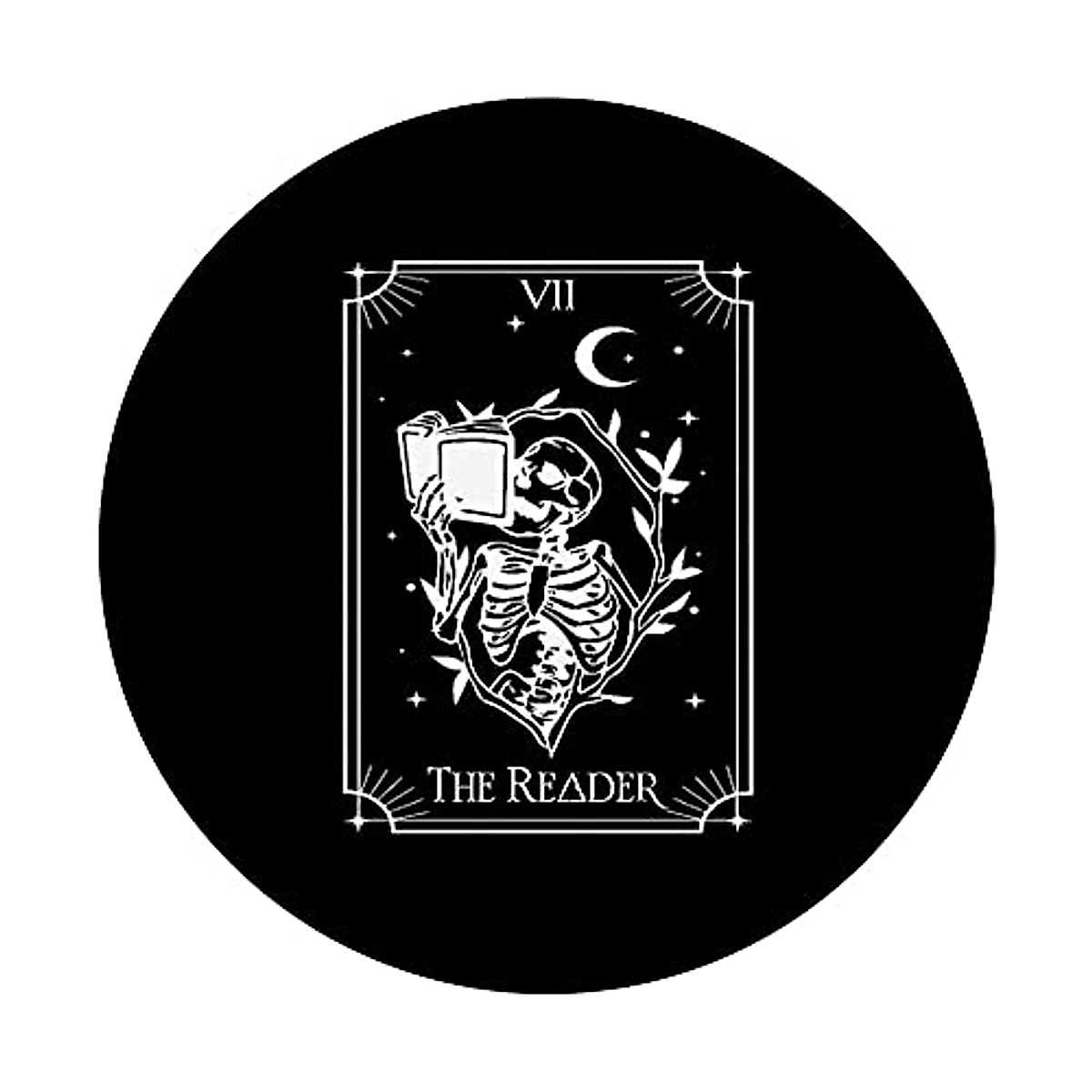 The Reader Tarot Card Funny Skeleton Librarian Halloween PopSockets Swappable PopGrip